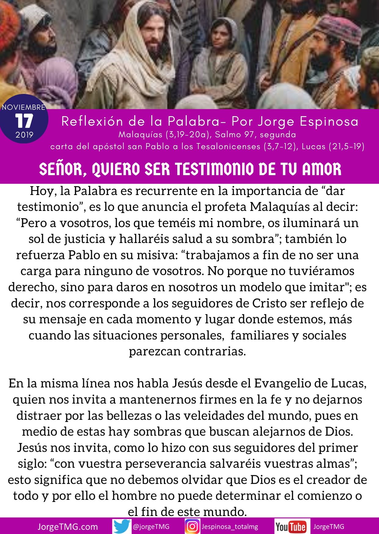 Señor, quiero ser testimonio de tu amor – JorgeTMG